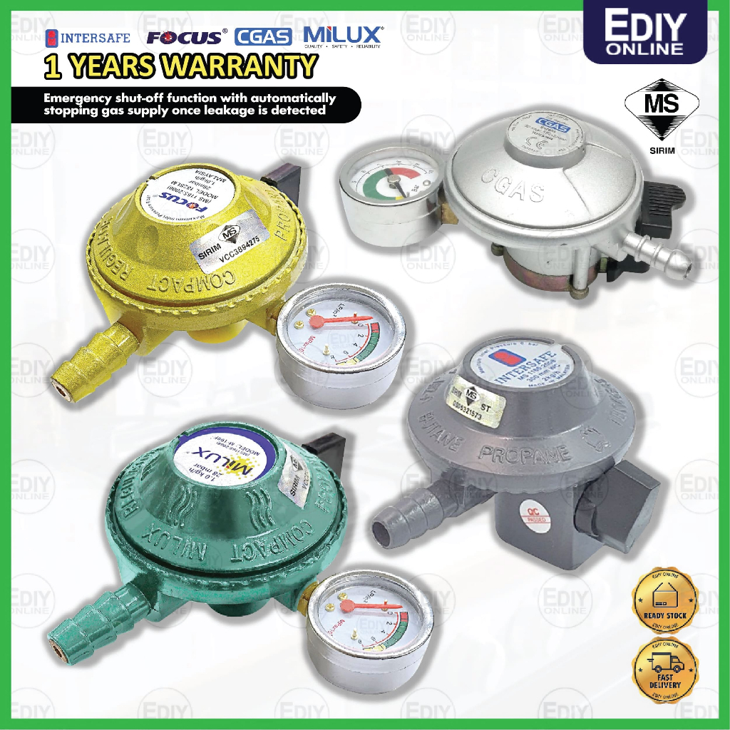 EMERGENCY CUT OFF 】LOW PRESSURE LPG GAS REGULATOR SIRIM milux M-198F ...