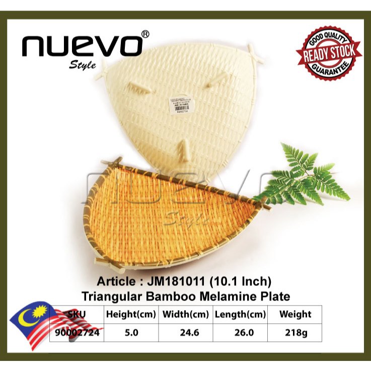 NUEVO Triangular Bamboo 10.3 Inch Melamine Plate 仿瓷翘脚三角簸箕盘 Pinggan ...