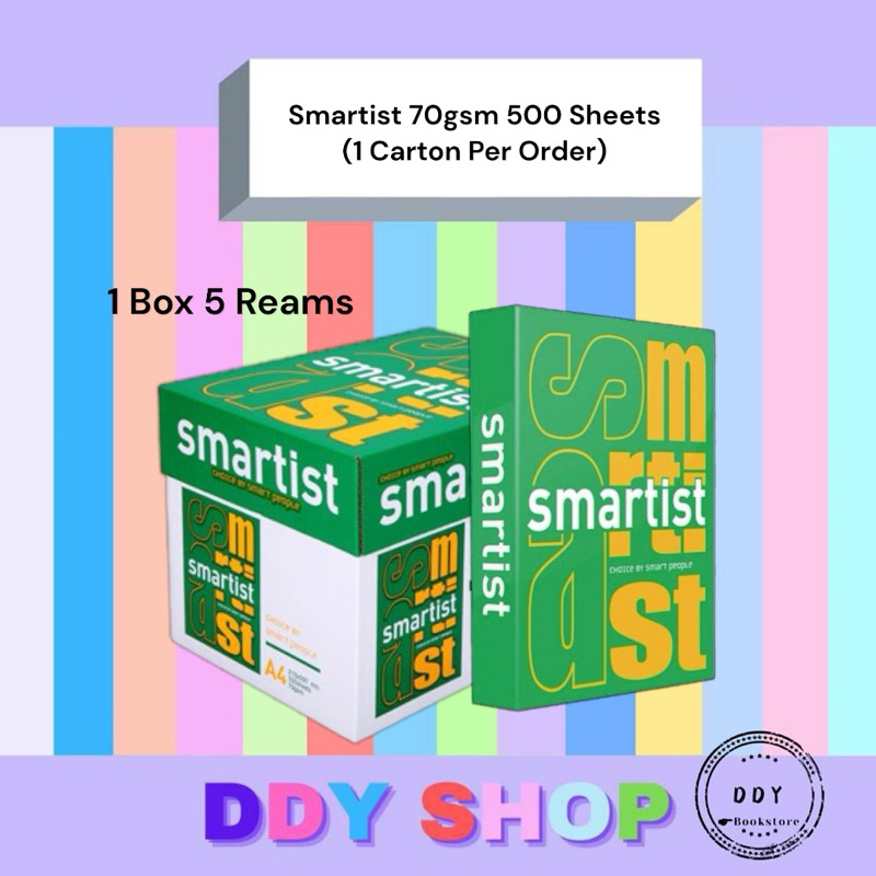 【A4 Paper 1 Box】Smartist 70gsm A4 Paper 5 x 500 sheets (Only Can Order ...