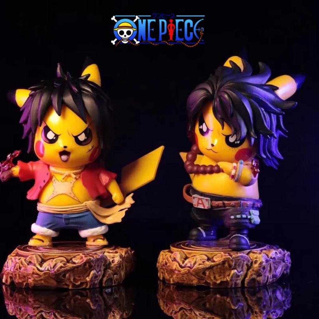 Pokemon x One Piece Pikachu Cos Moneky D. Luffy Portgas D. Ace Mini ...