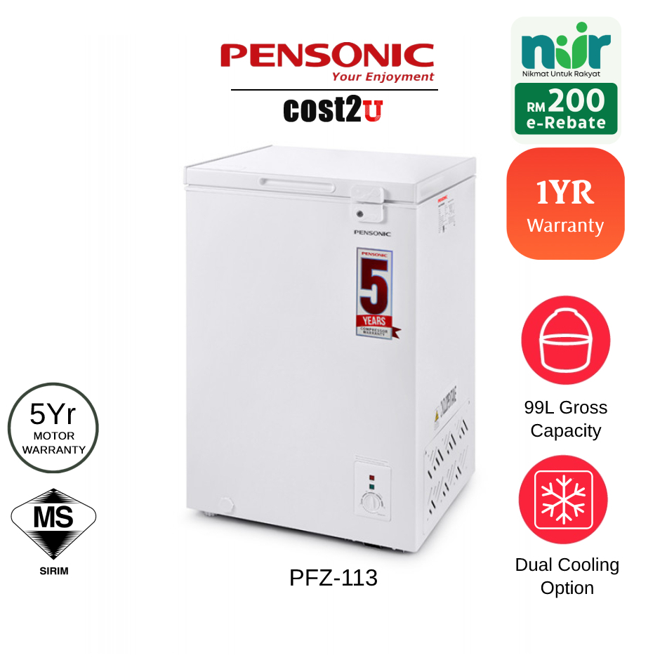 [NUR] Pensonic 100L Chest Freezer | PFZ-113 PFZ-153 (Pembeku Dada Freezer Dada Upright Freezer ...