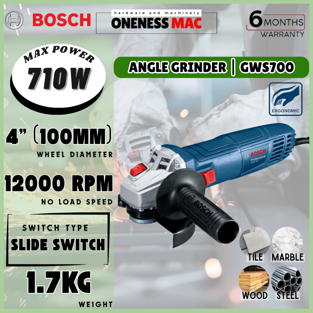 BOSCH Angle Grinder GWS 700 -710W | Shopee Malaysia