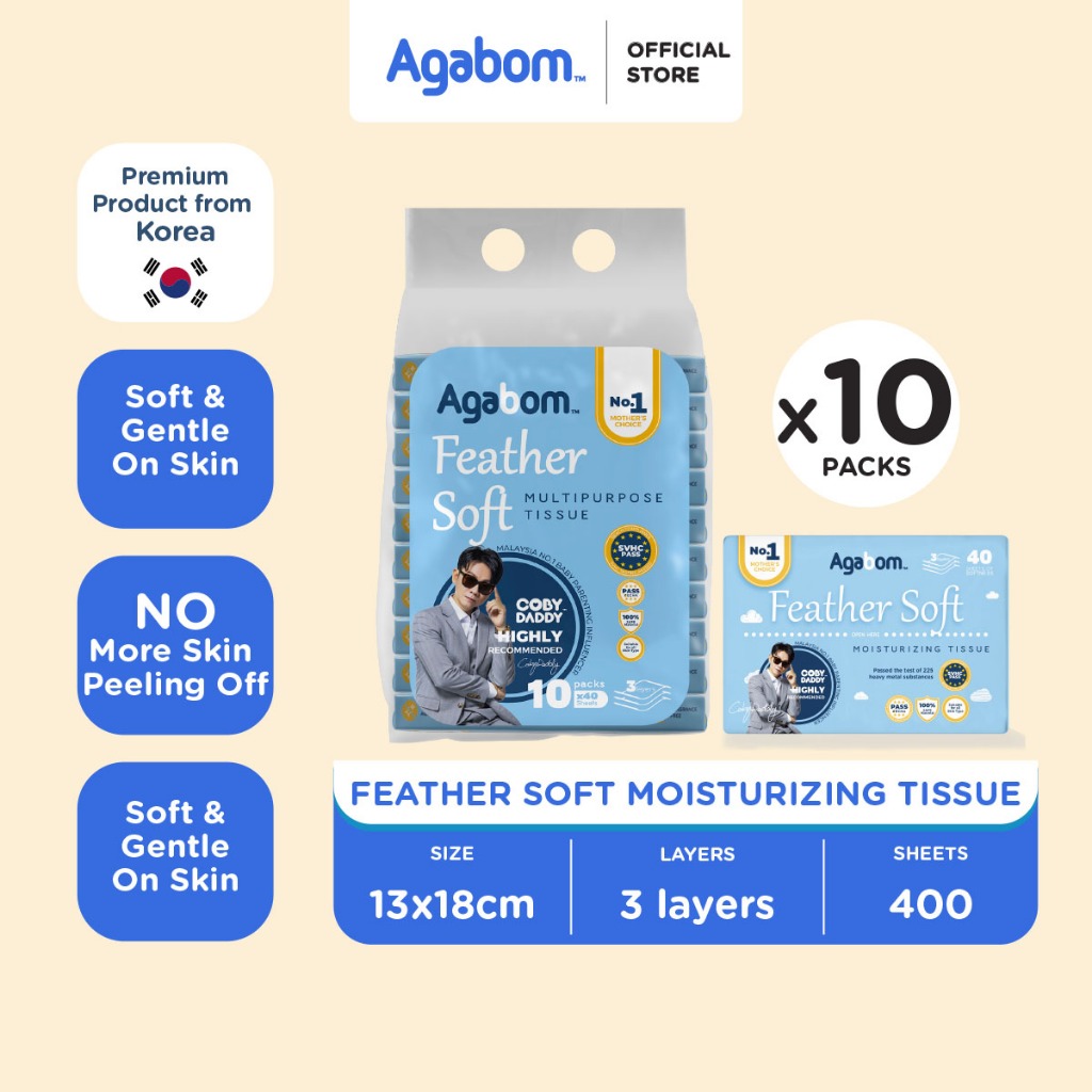 Agabom Feather Soft Moisturizing Tissue (40's x 10 Packs) with ...