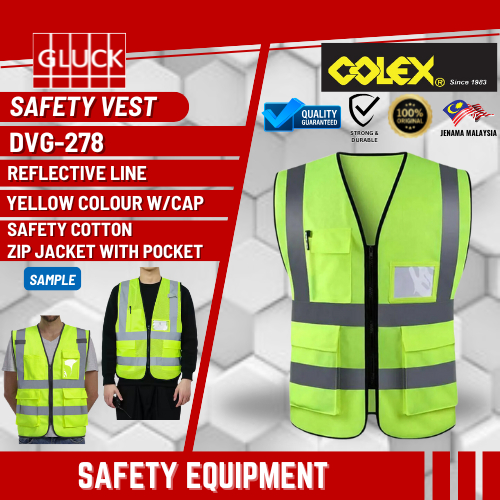 COLEX DVG-278 SAFETY VEST ZIP JACKET WITH POCKET (YELLOW COLOR ...