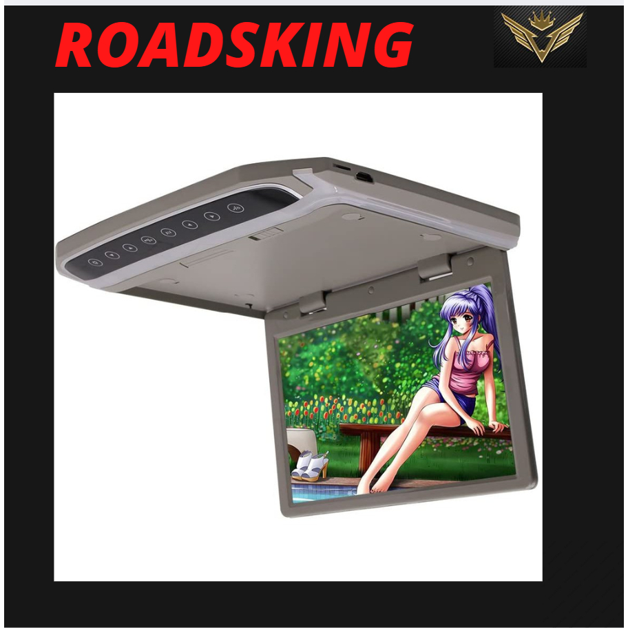 UNIVERSAL CAR 12V ROOF MONITOR ROOF LIHGT LED 17.3 INCH HDMI SD CARD ...
