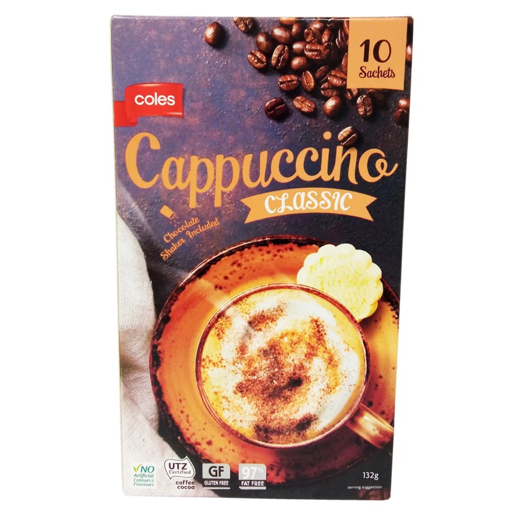 Coles Coffee Cappuccino Classic, 10Sachets, 132g (Assorted) | Shopee ...