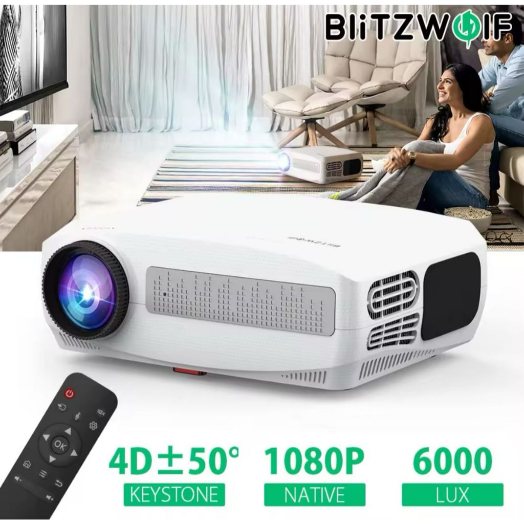BlitzWolf BW-VP6 Full HD 1080P 6000 Lumens LCD Projector with Remote ...
