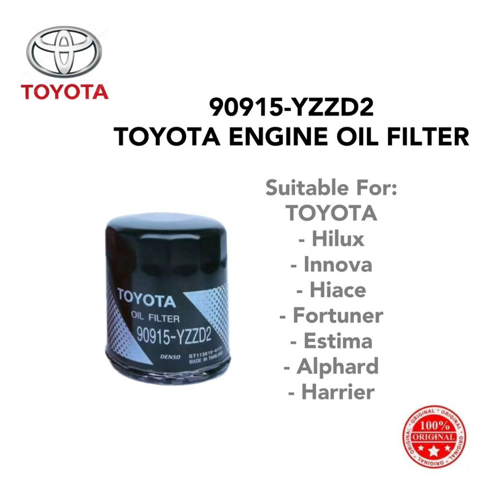 TOYOTA 90915-YZZD2 OIL FILTER - HILUX/ INNOVA/ HIACE/ FORTUNER/ ESTIMA ...