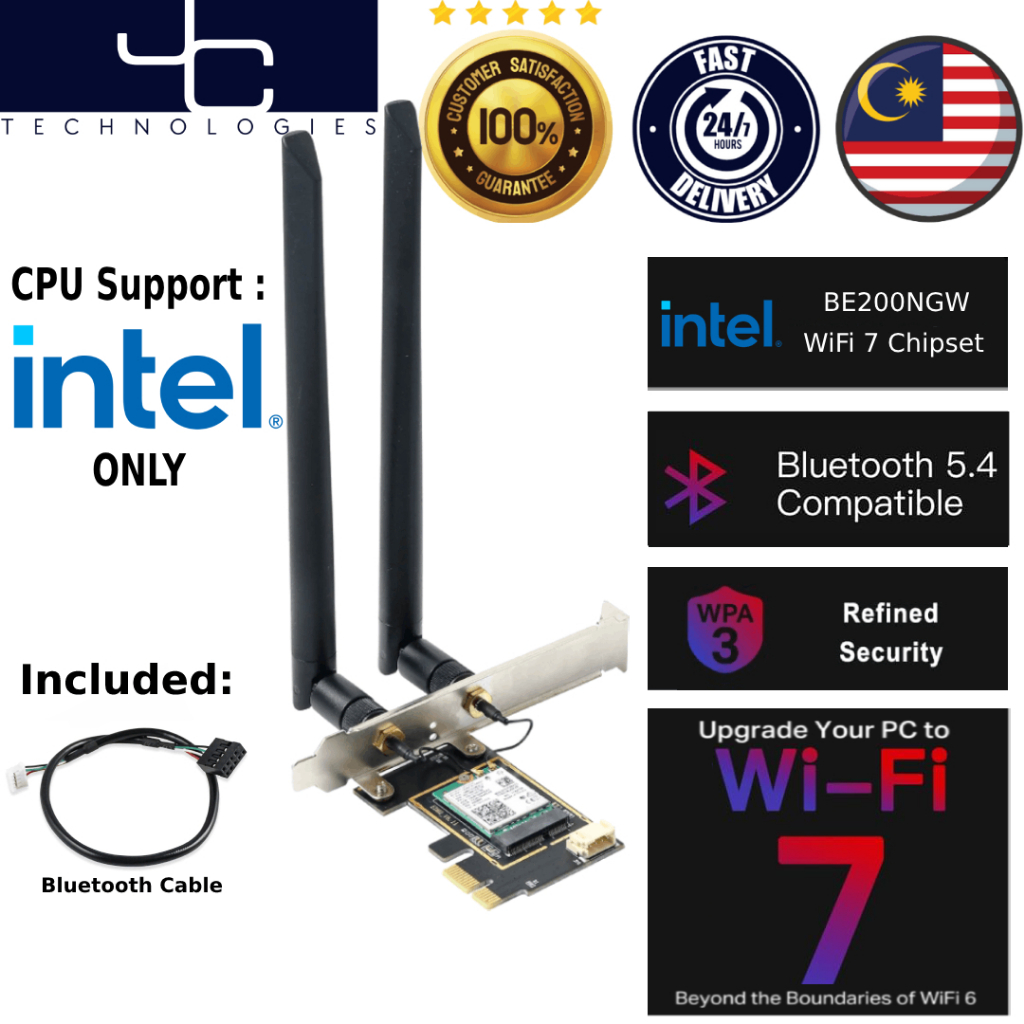 INTEL Wi-Fi 7 BE200 / Wi-Fi 6 E AX210 6GHz 8774 Mbps + Bluetooth 5.4 ...