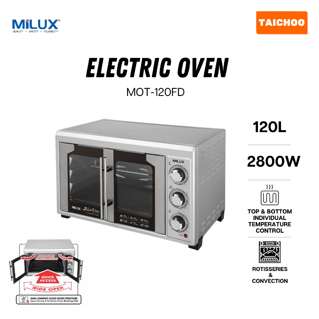 Milux Electric Oven [French Door] MOT-120FD | Shopee Malaysia