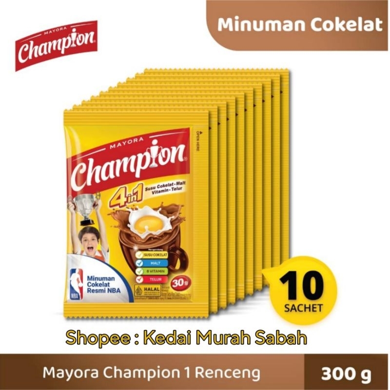 Minuman Energy Coklat 4 in 1 Champion Mayora (10 sachet x 30g) | Shopee ...