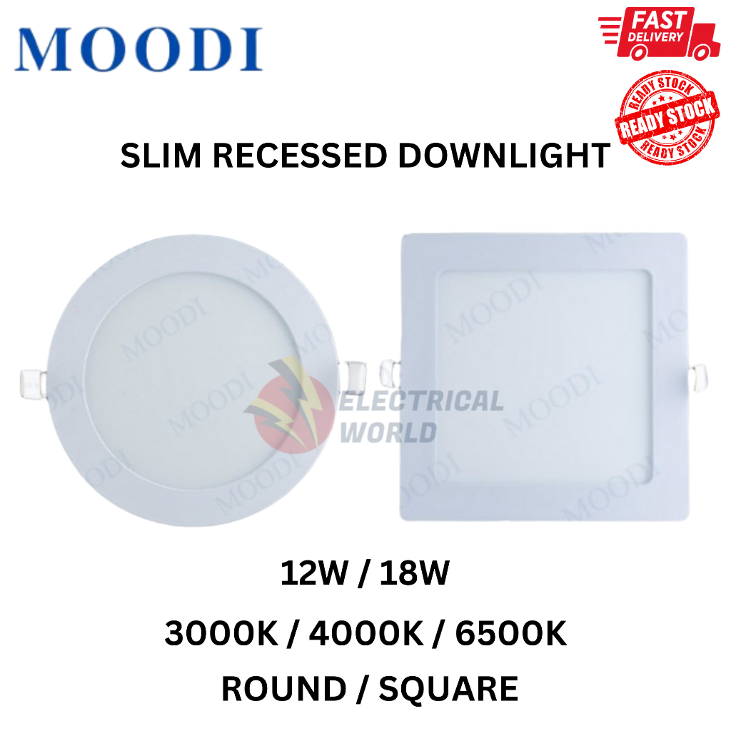MOODI LED SLIM RECESSED DOWNLIGHT 24W 18W 12W Lighting Lampu Rumah ...