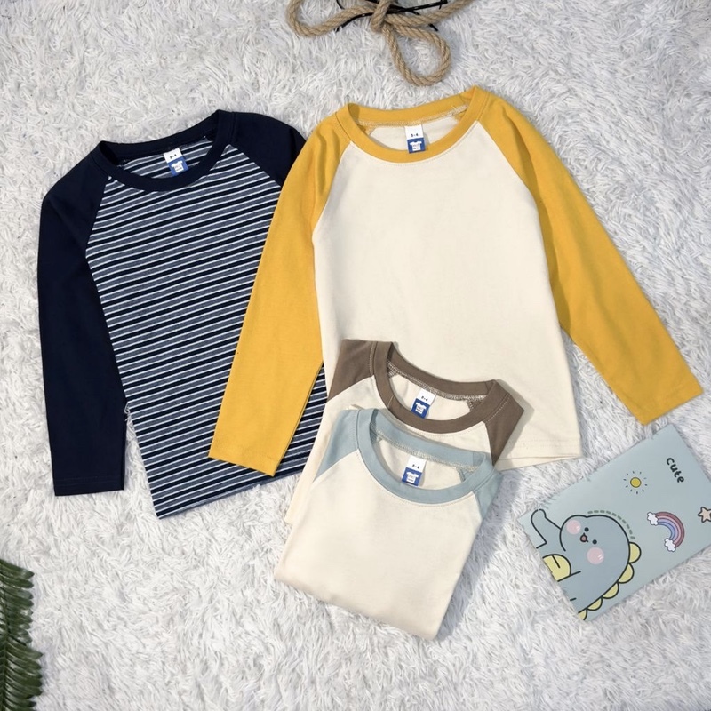 LONG SLEEVE Kids Raglan Tee | Cotton Stripe Raglan T-shirt for Boys ...