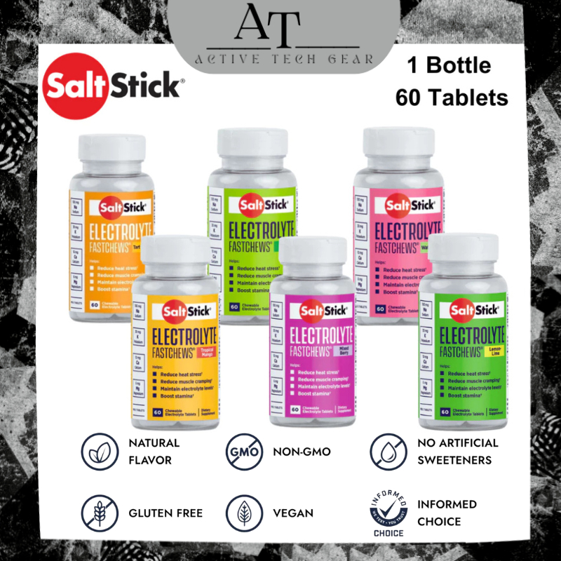 SaltStick FastChews - (1 Bottle 60 Tablets)- ELECTROLYTE - CYCLING ...
