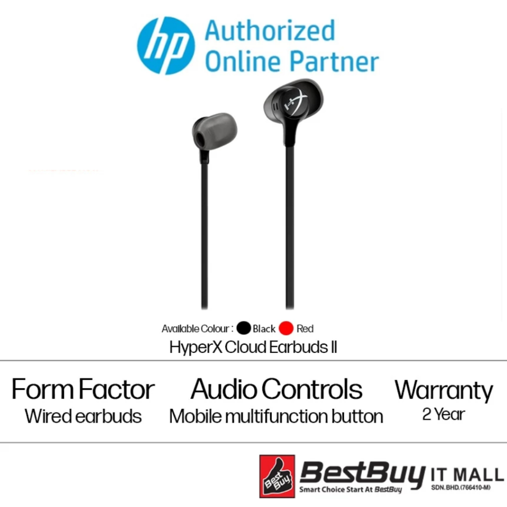 HyperX Cloud Earbuds II - Black-(70N24AA) / Red-(705L8AA) | Shopee Malaysia