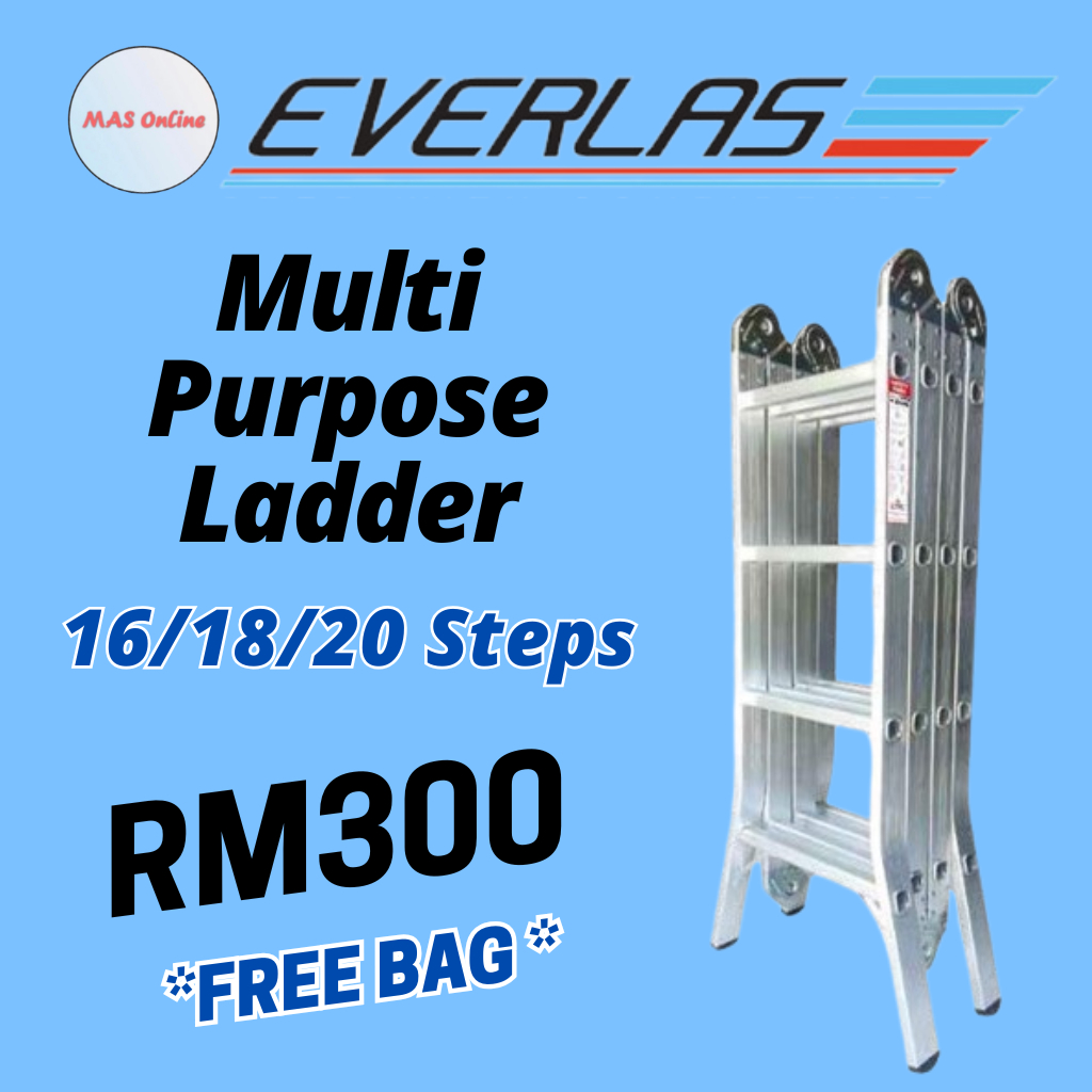 Everlas Tangga Lipat Aluminium 16/18/20 step Heavy Duty Aluminium ...