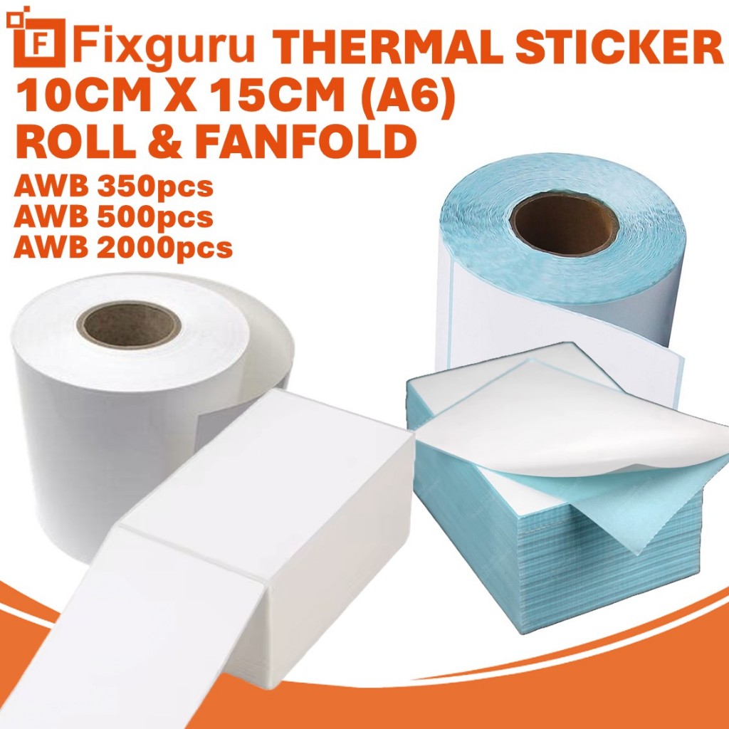 Fixguru - A6 Thermal Sticker AWB Air Waybill Thermal Paper Roll Fanfold ...