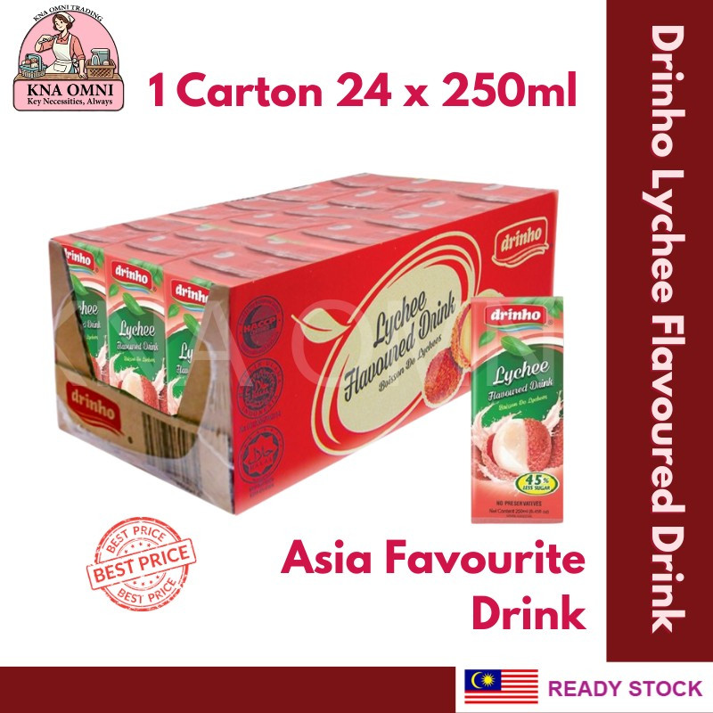 Drinho Lychee Flavoured Drink Air Kotak Berperisa Laici 1 Carton (24 x ...