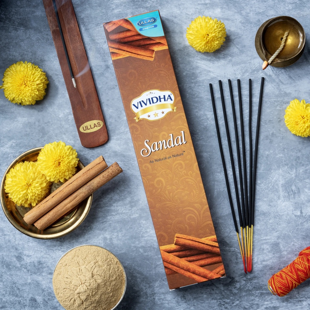Ullas Vividha Sandal Agarbathi - Incense Sticks with Woody Fragrance ...