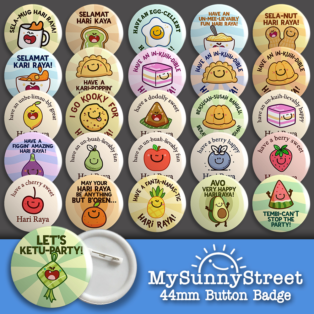 Hari Raya [Part 1] Festive Funny Puns 44MM Button Badge Pin/ Keychain ...