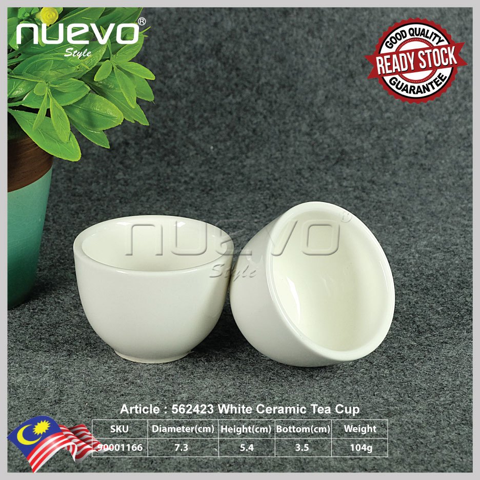 6 PCS Set NUEVO White Ceramic Chinese Tea Cup 白色陶瓷中国茶杯Cawan Teh Cina ...