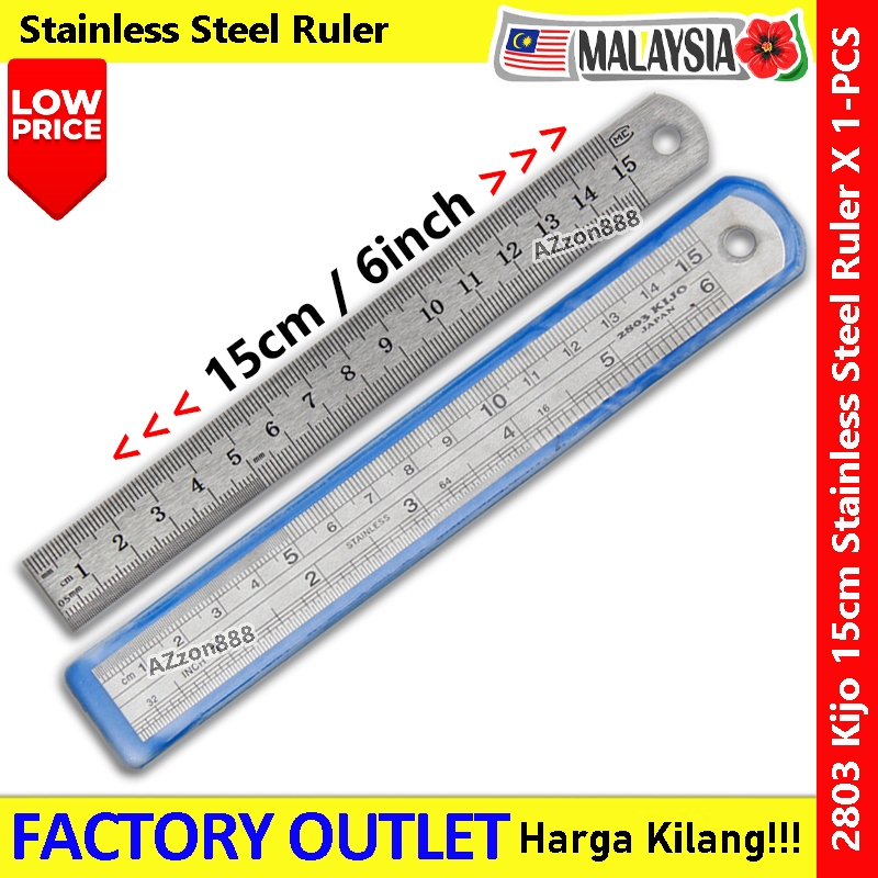 Kijo Stainless Steel Ruler 15cm 6inch Pembaris Besi #铁尺 #Kijo #2803 # ...