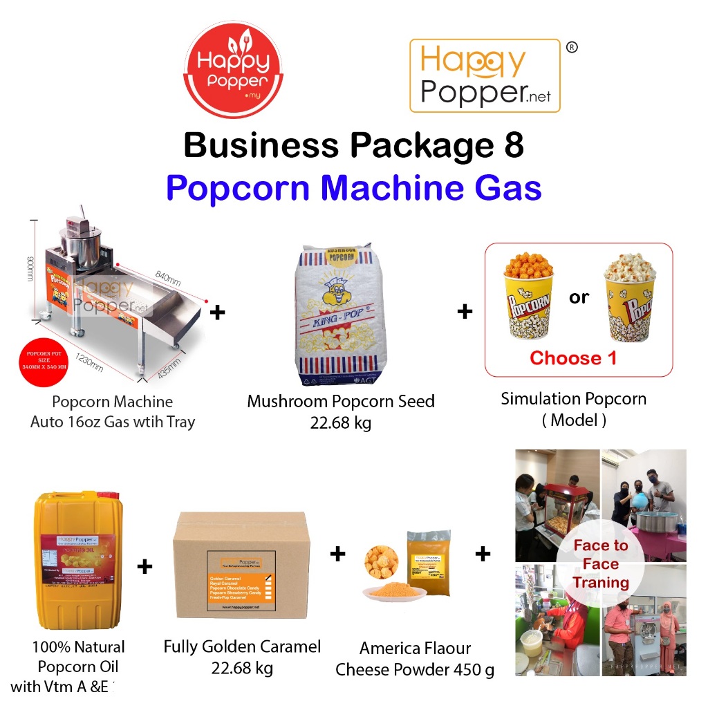 HAPPYPOPPER Business Package Popcorn Machine 16oz 16 oz Auto With Stand Stainless Steel Full Set ...