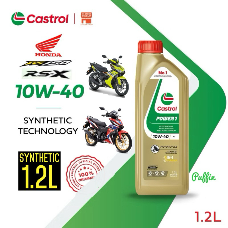 CASTROL 4T POWER1 10W-40 1.2L SYNTHETIC ENGINE OIL FOR HONDA RS150 RS ...