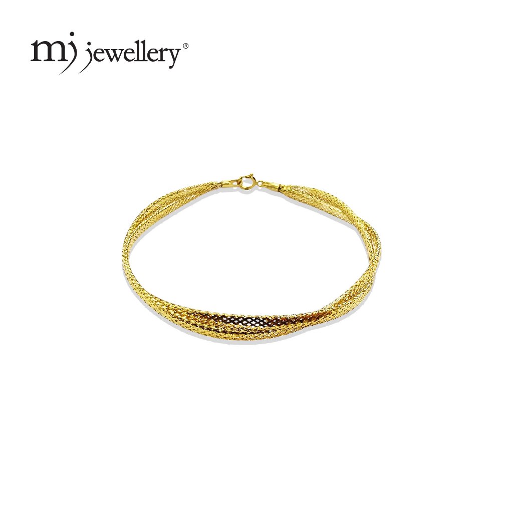 MJ Jewellery 375/9K Gold Bangle G26 (Double Line) | Shopee Malaysia