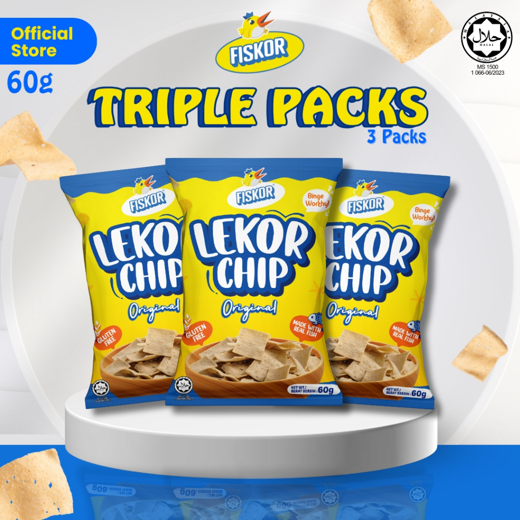 Fiskor Lekor Chips – Mini Triple Pack Bundle (3 x Original Flavour 60g ...