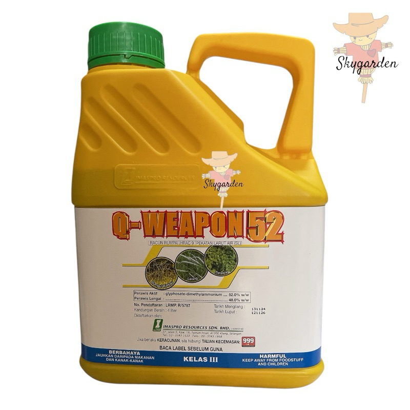 4L Q-Weapon 52 Glyphosate 52% Herbicide Racun Rumput/Sama dgn Krush ...
