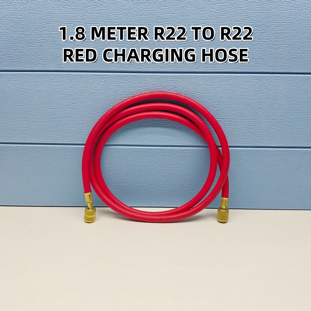 (1.8 METER) R22 TO R22/R134A RED CHARGING HOSE TUBE CHECK GAS PRESSURE ...