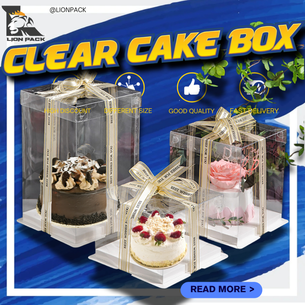 LIONPACK Kek Kotak Transparent Cake Box Kotak Hantarant Kotak Hadiah ...