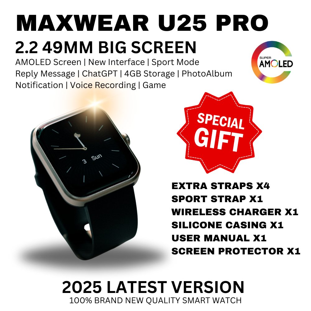 🔥U25 Pro Smart Watch Amoled 4GB Storage Dynamic Island ChatGPT 49mm smart watch u3 max maxwear ...