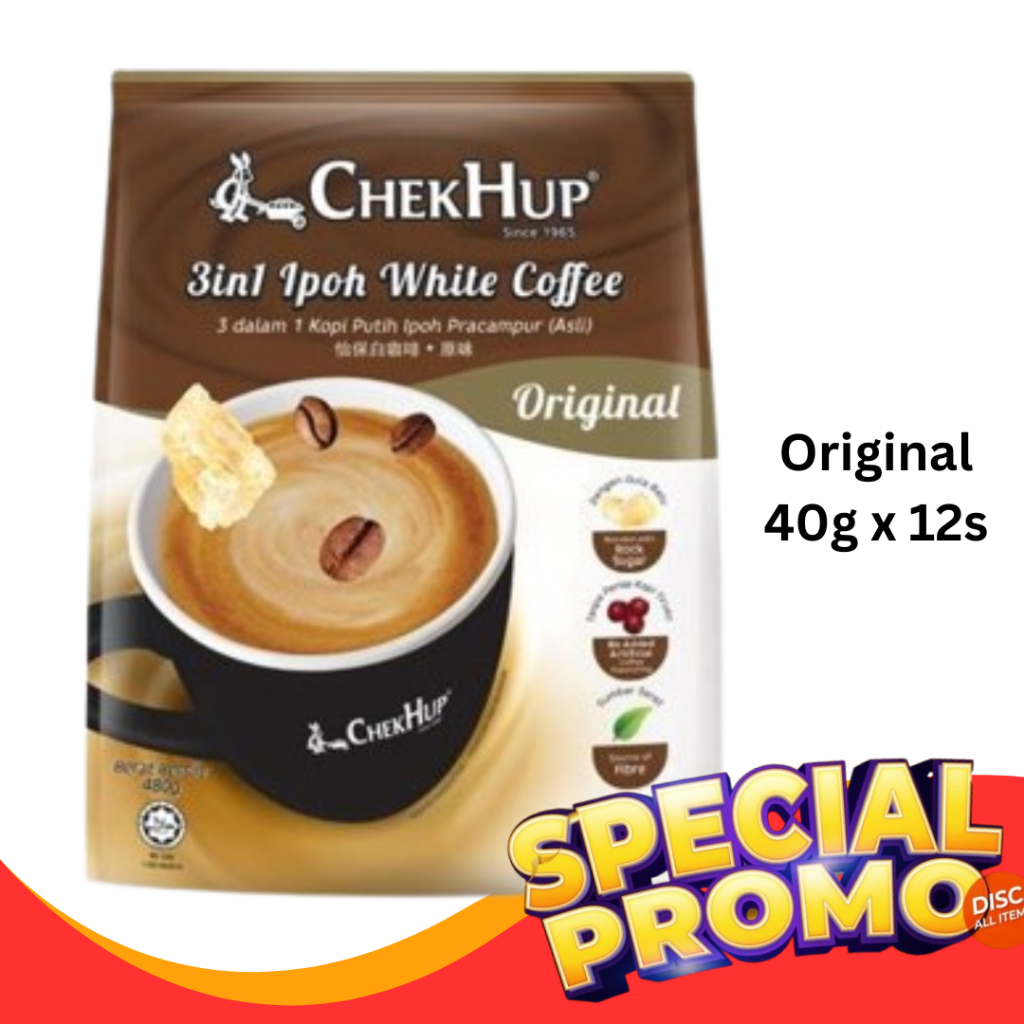 Chek Hup 3 in 1 Ipoh White Coffee Original 40g x 12s 澤合3合1怡保白咖啡 40g | Shopee Malaysia