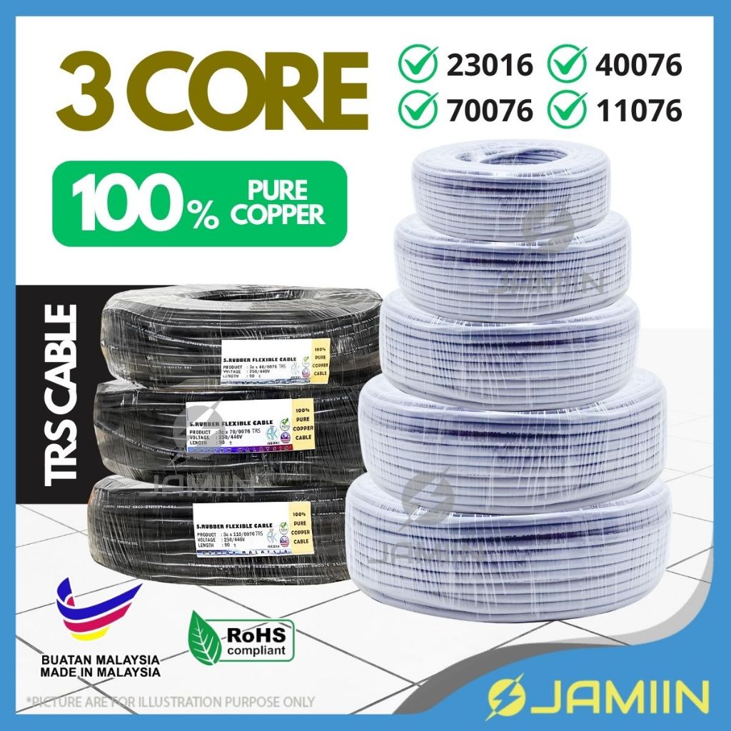 1 ROLL Wire 3 Core Wire Wayar Eletrik Cable Copper Wire 2.5 mm Cable ...