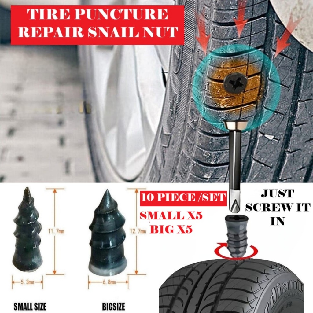 10pcs Emergency Car Vacuum Tyre Repair Nail Nut Screw Kit Tool Tire ...