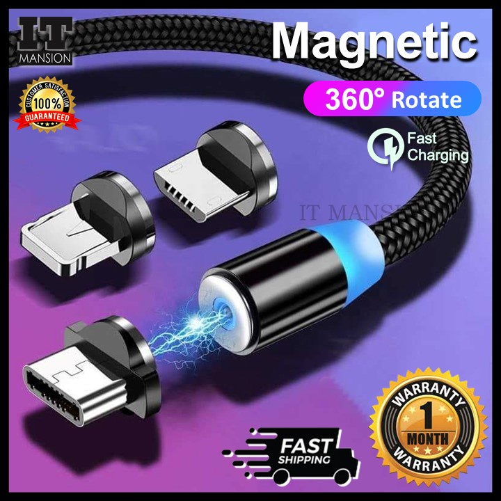 LED Ligh Magnetic USB Cable Fast Charging Micro Type C Lighting Magnet ...