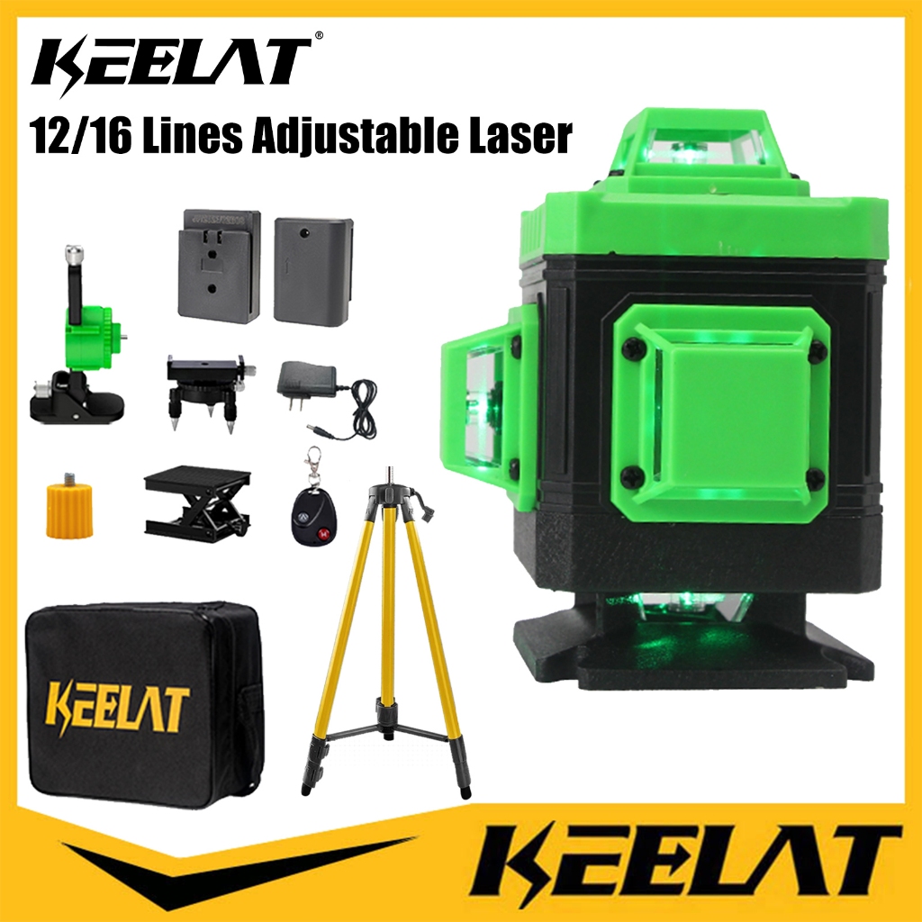 KEELAT 12/16 Line Laser Level 360° Rotary Self Leveling Measuring Green ...