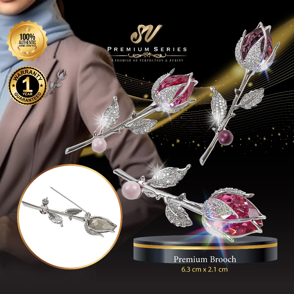 Sv Premium Kerongsang Bunga Exclusive Pin Tudung Mewah Uniq Rose Flower ...