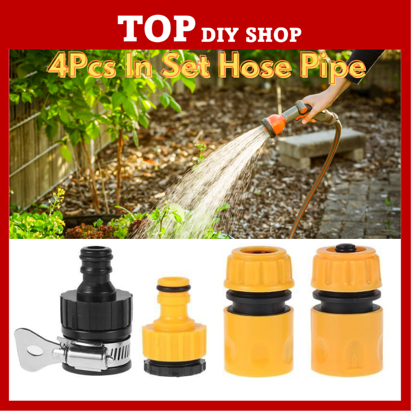 4pcs Outdoor Garden Spray Hose Nozzle Set Tap Fitting Connector Adaptor ...