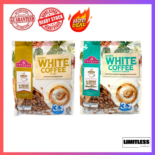 Topvalu 3 in 1 White Coffee Classic/ Hazelnut (35g x 15 sticks) | Shopee Malaysia