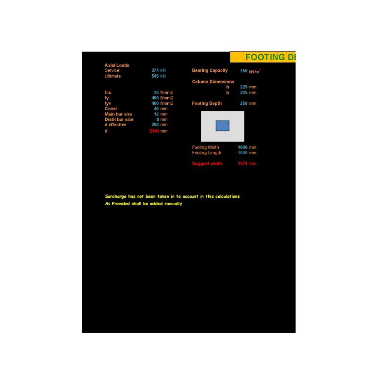 SPREADSHEET FOR CONCRETE FOOTING AND BEAM DESIGN TO BS8110 | Shopee ...