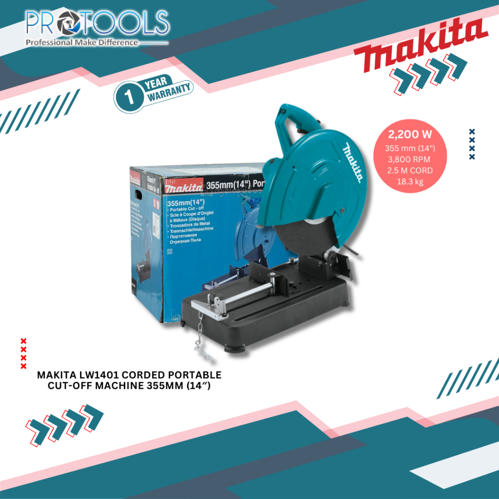 MAKITA LW1401 CORDED PORTABLE CUT-OFF 355MM (14″) | 2200W | 3800RPM ...