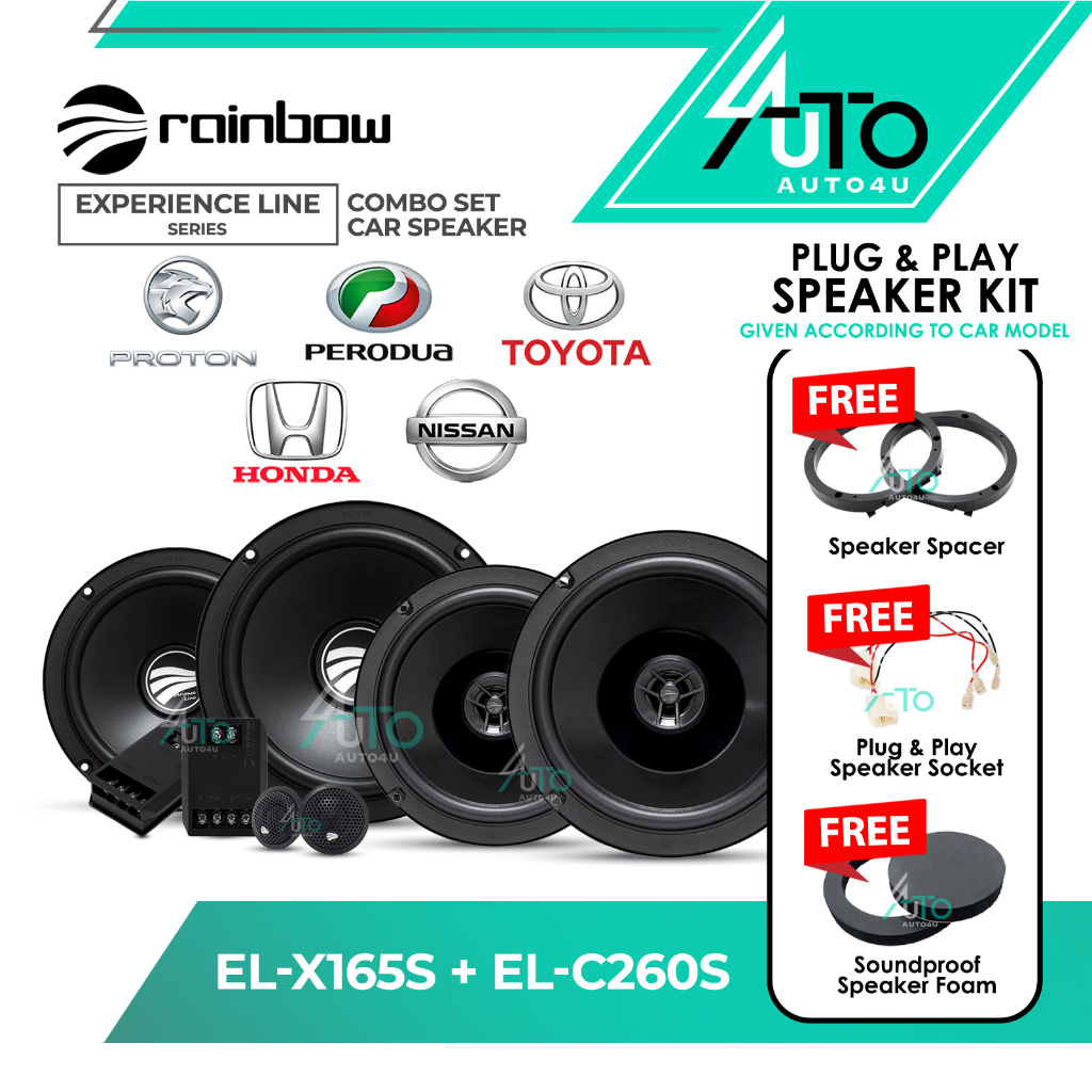 Rainbow Audio Car Speaker PnP Car Audio Combo Set EL-X165S + EL-C260S ...