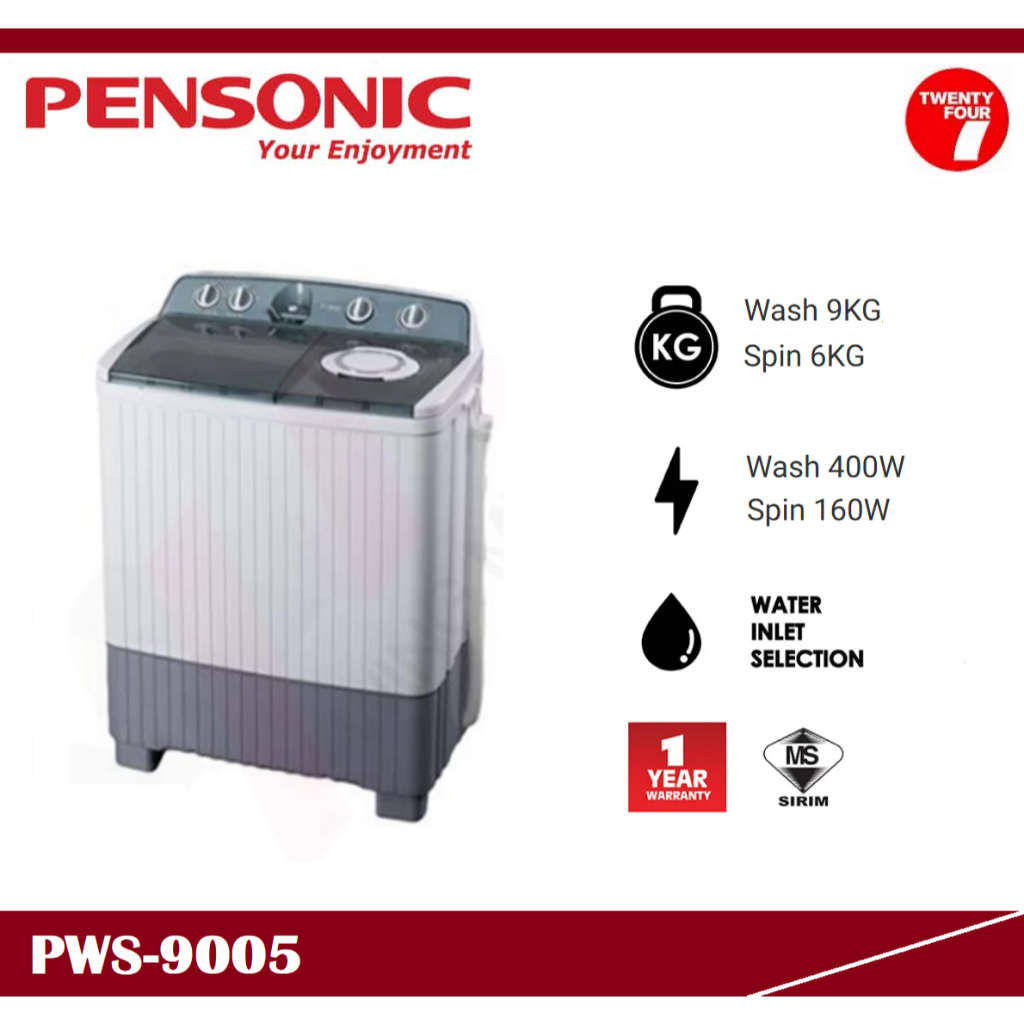 [ Delivered by Seller ] PENSONIC Semi Auto Washing Machine (9KG) | PWS ...