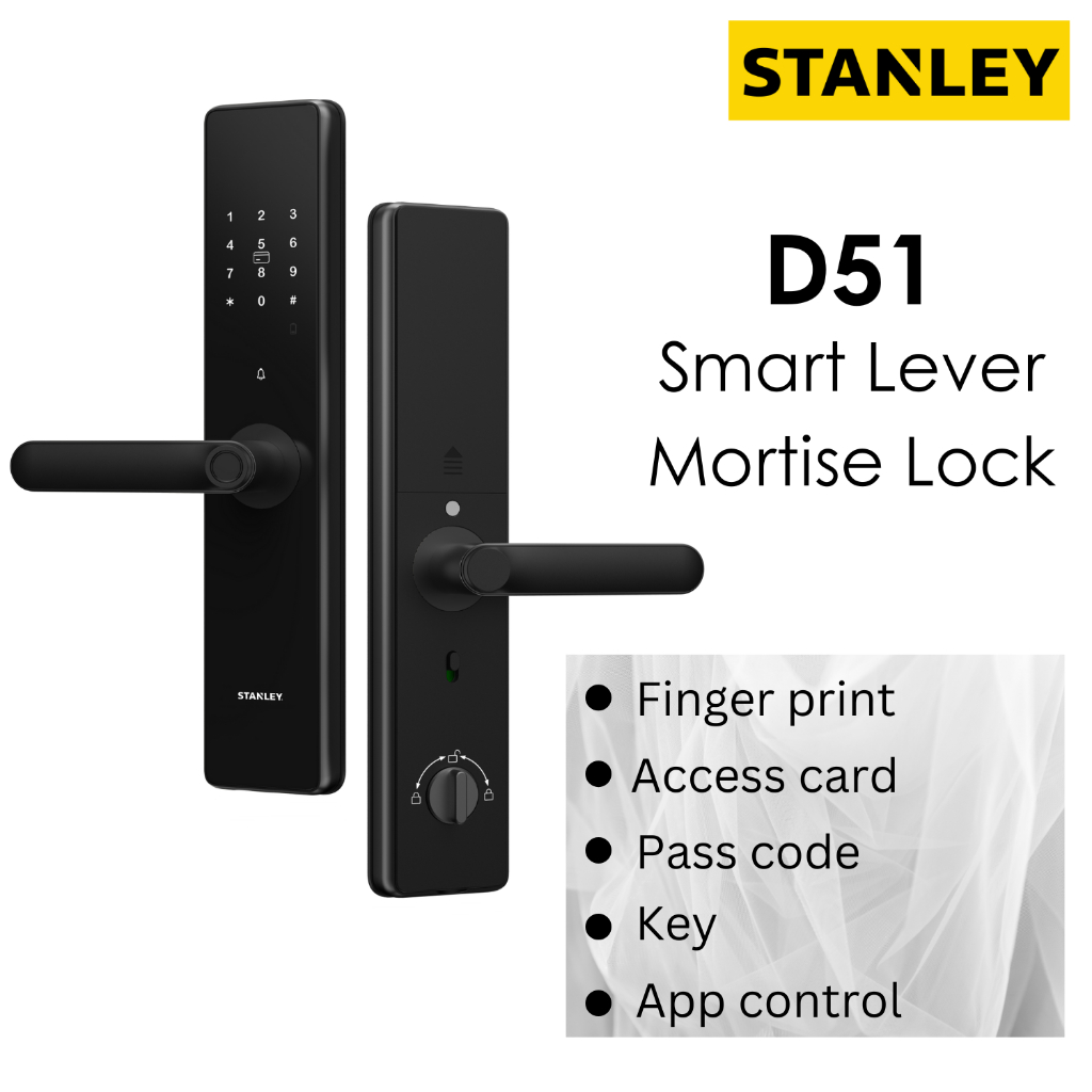 D51 STANLEY SMART DOOR LOCK SMART WIFI LEVER MORTISE LOCK App Remote ...