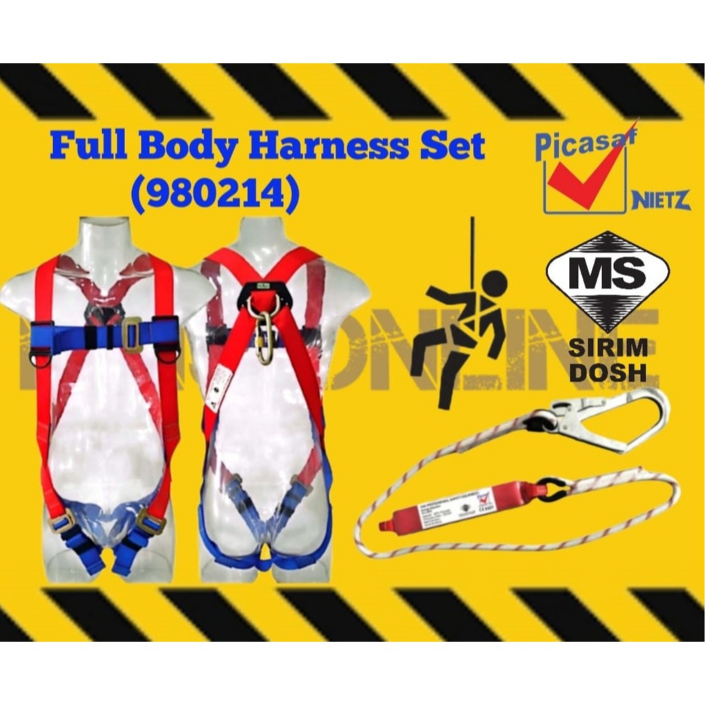 Picasaf Full Body Safety Harness with Single Lanyard SIRIM & DOSH Malaysia (980214) | Shopee ...