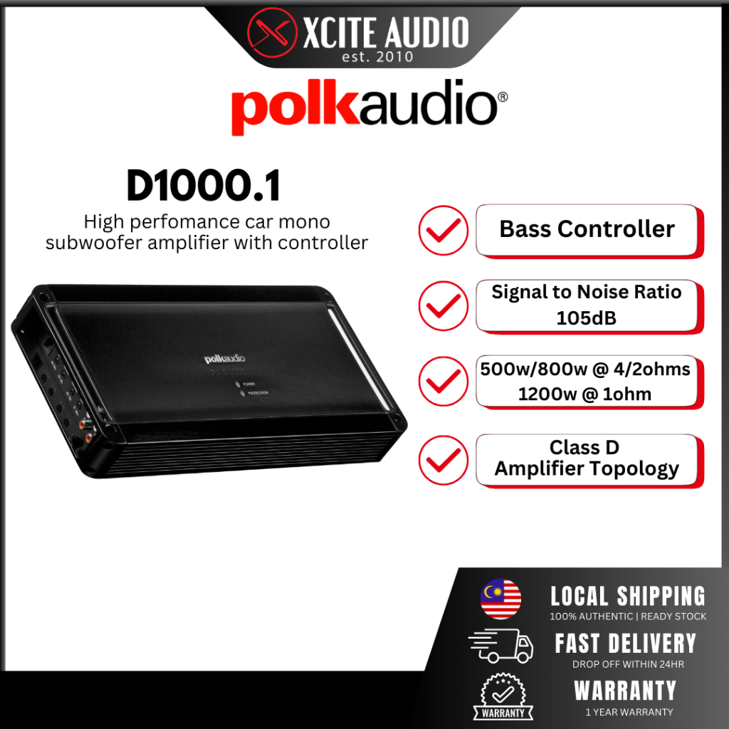 Polk Audio PA D1000.1 Mono Subwoofer Car Amplifier - 500W RMS at 4ohms ...