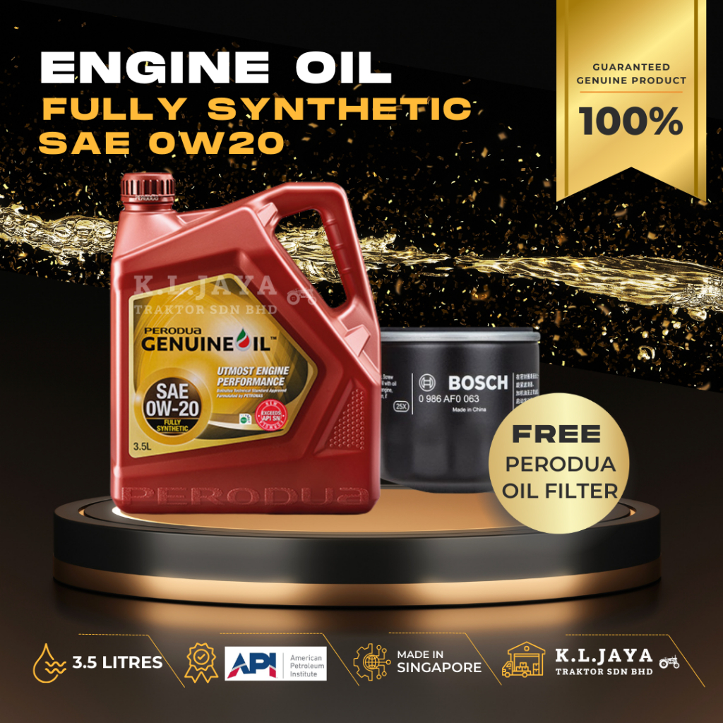 PERODUA SAE 0W-20 FULLY SYNTHETIC ENGINE OIL 3.5 LITER AIXA/BEZZA/MYVI ...